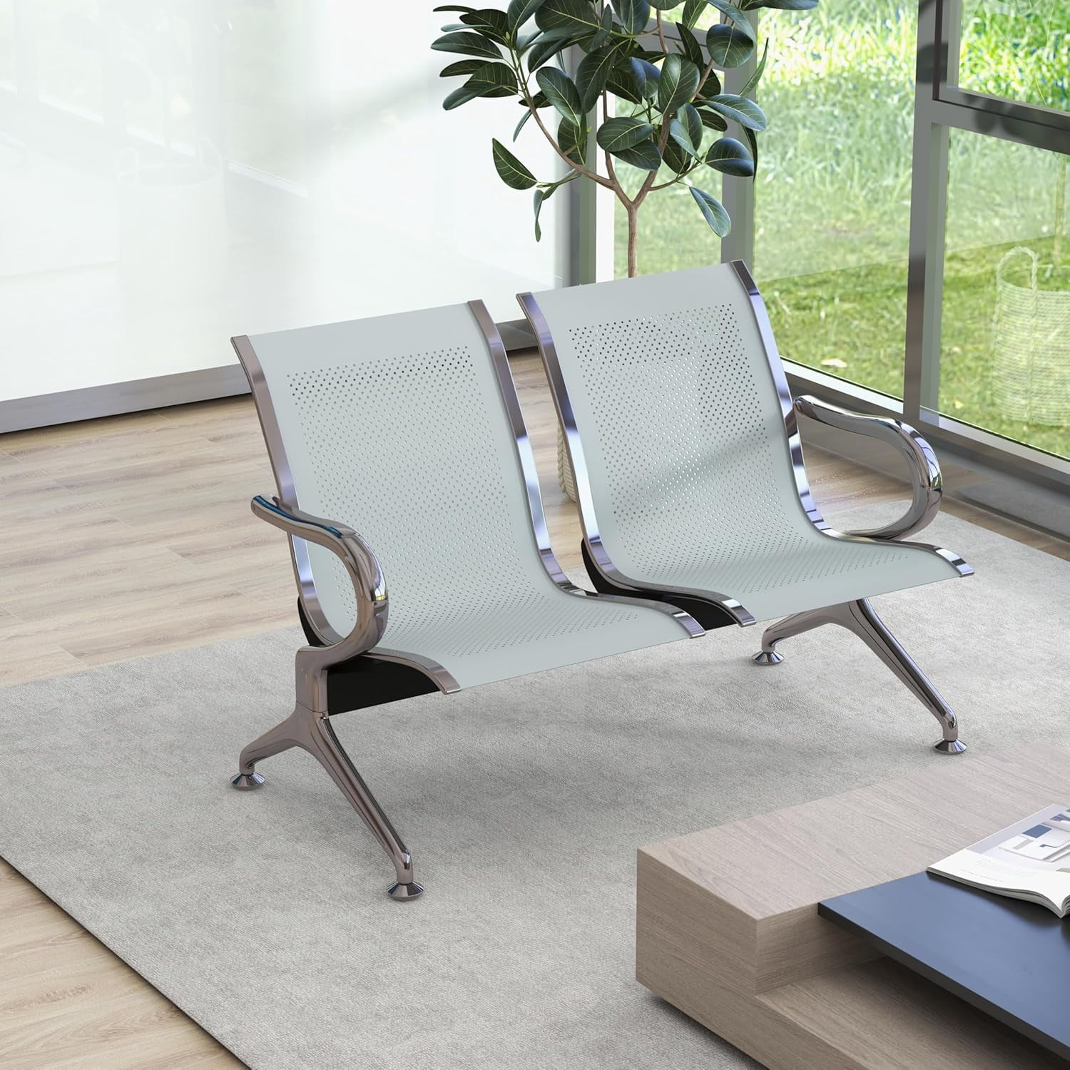 Kinsuite 2-Seat Reception Chairs - Waiting Room Chairs with Arms ...