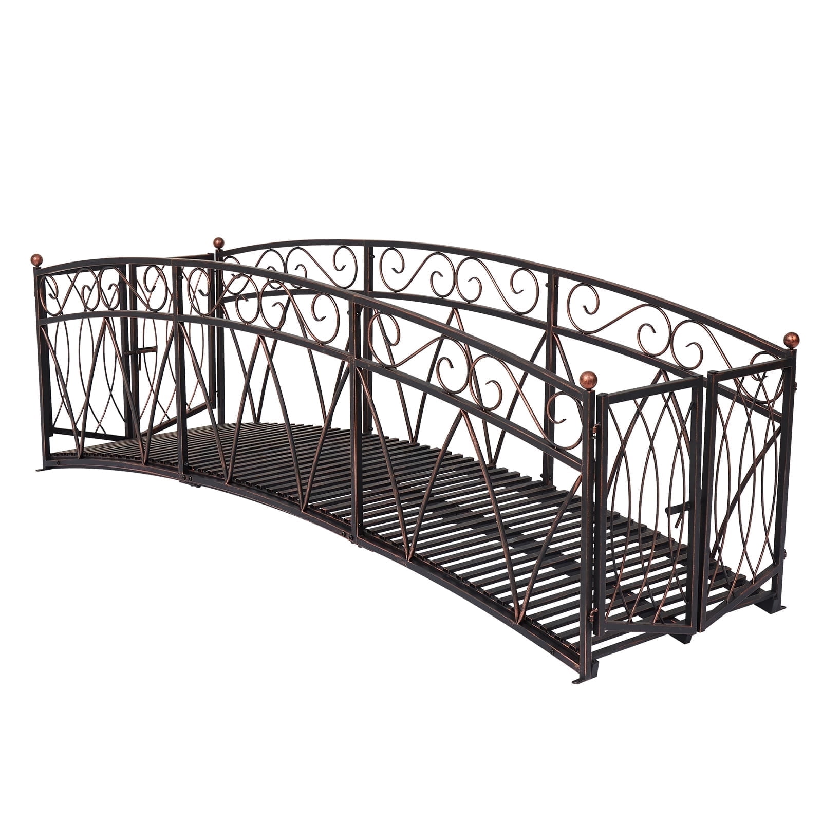Kinsuite 8FT Metal Garden Bridge with Gate - 96”x 29”x 31.3”Decorative ...