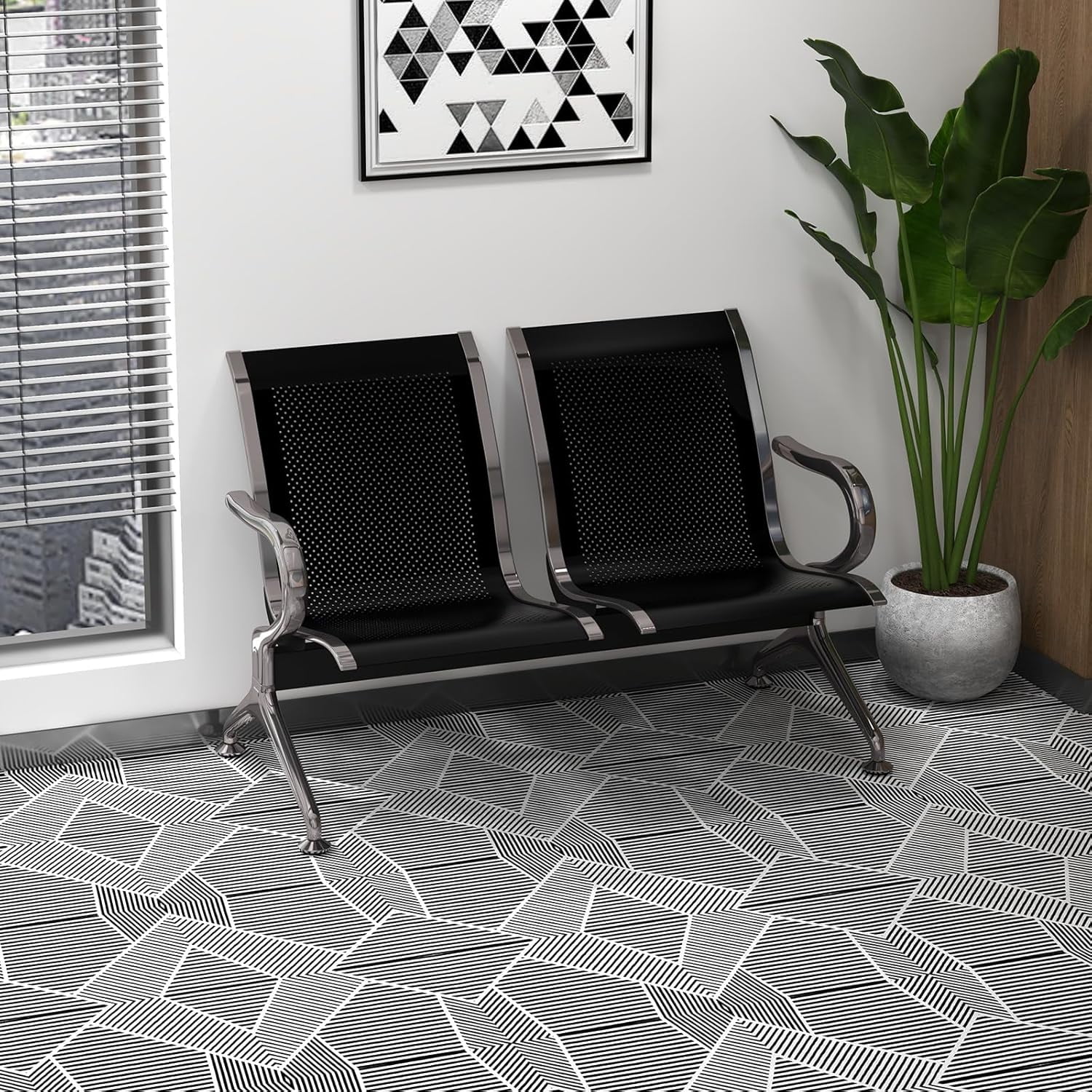 Kinsuite Airport Reception Seat Bench - 2 Seat Guest Chairs with Arms ...