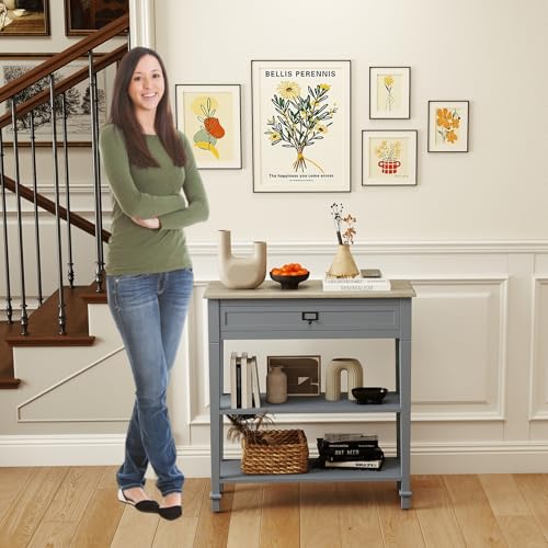 Kinsuite Entryway Table with Drawers & Open Storage Shelves, 3-Tier ...