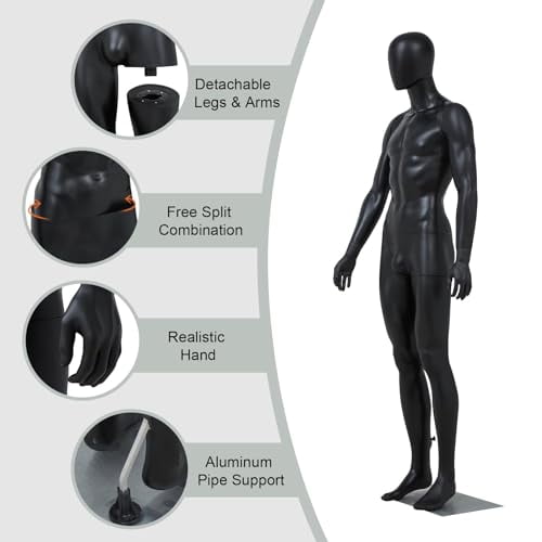 Kinsuite Full Body Mannequin - 73” Male Mannequin Full Body + 70 ...