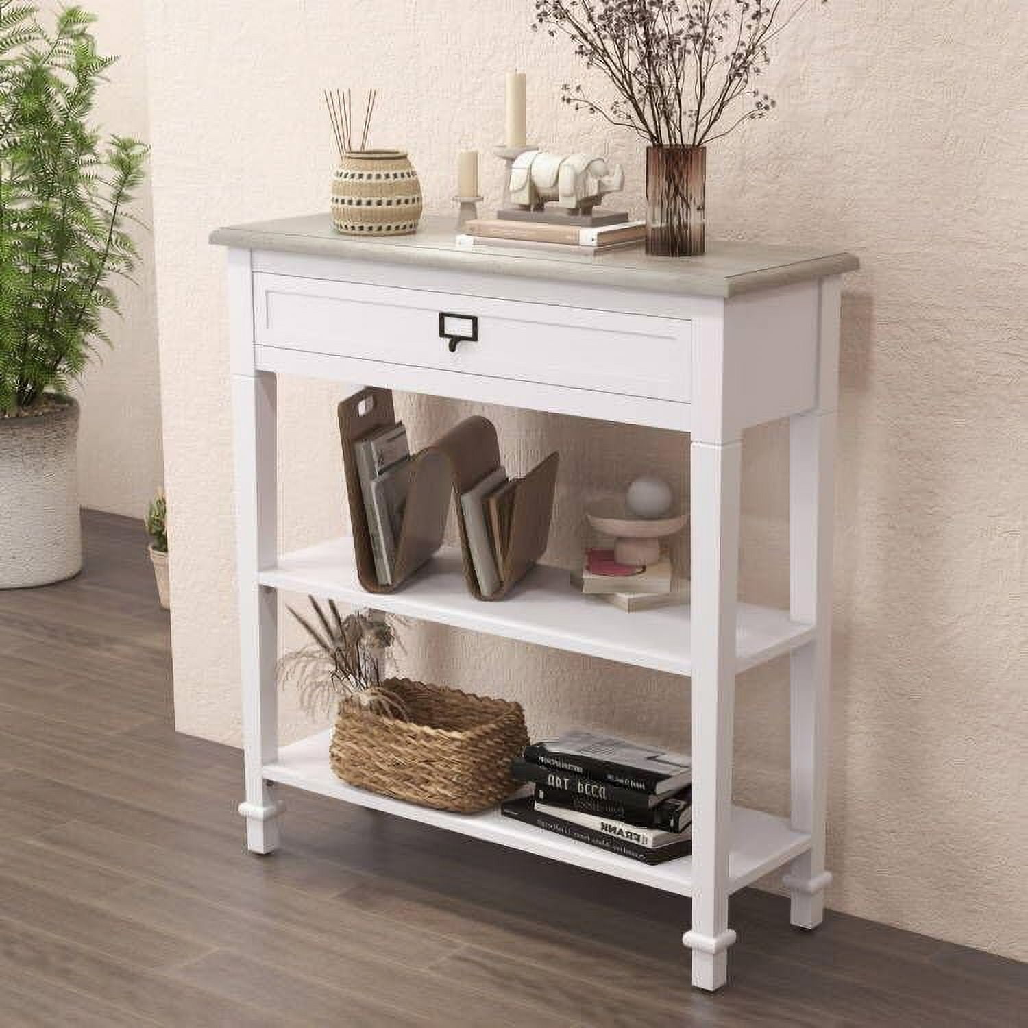 Narrow Console Table - Foyer Tables for Entryway with Drawer & Metal ...