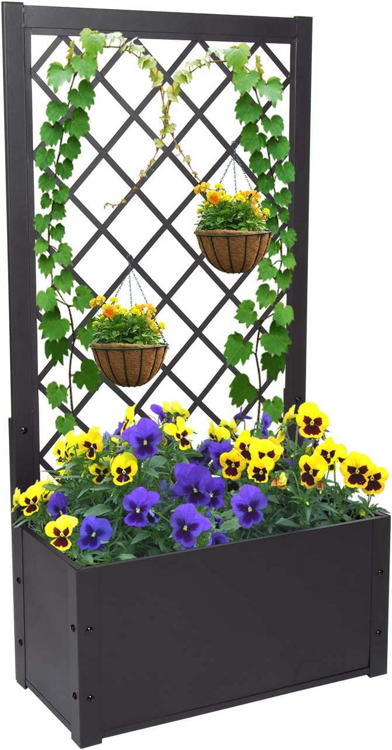 Kinsuite Planter Raised Bed with Trellis, 49 Inch Height Free-Standing ...
