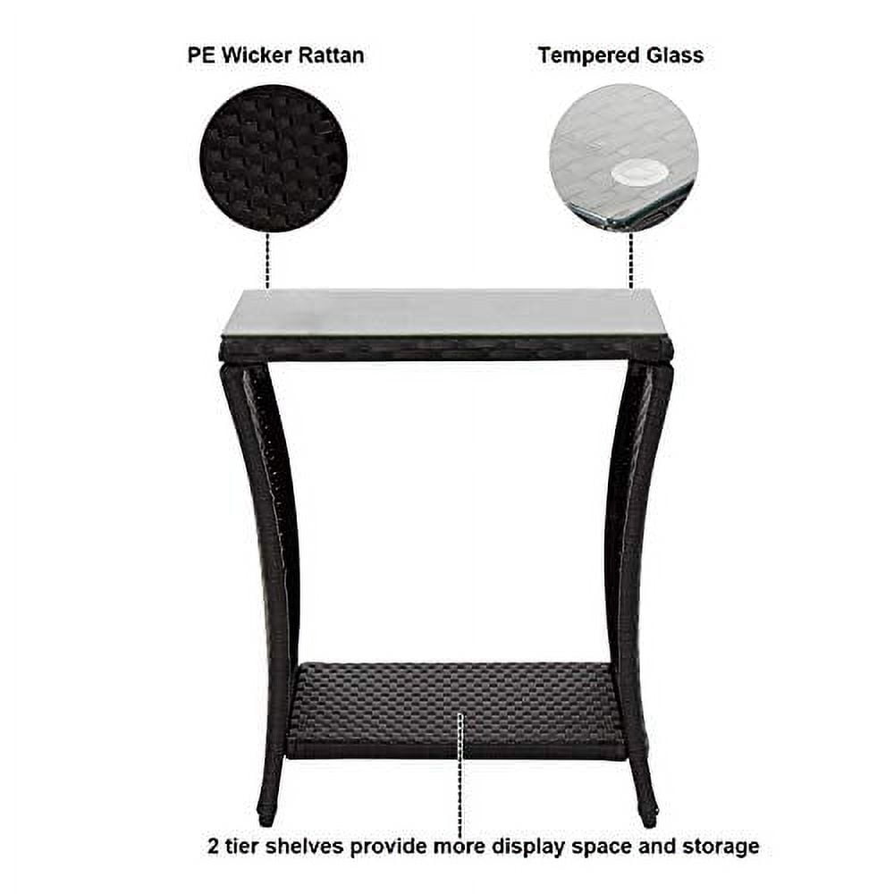 Kinsuite Wicker Patio Table Outdoor Square Coffee Table Wicker Rattan ...