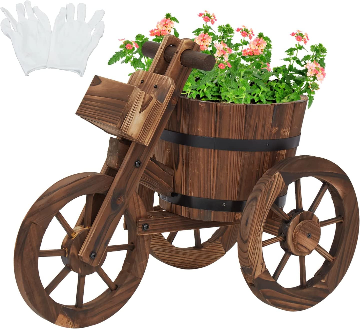 Kinsuite Wood Tricycle Flower Planter - Flower Tricycle Planter Pot ...