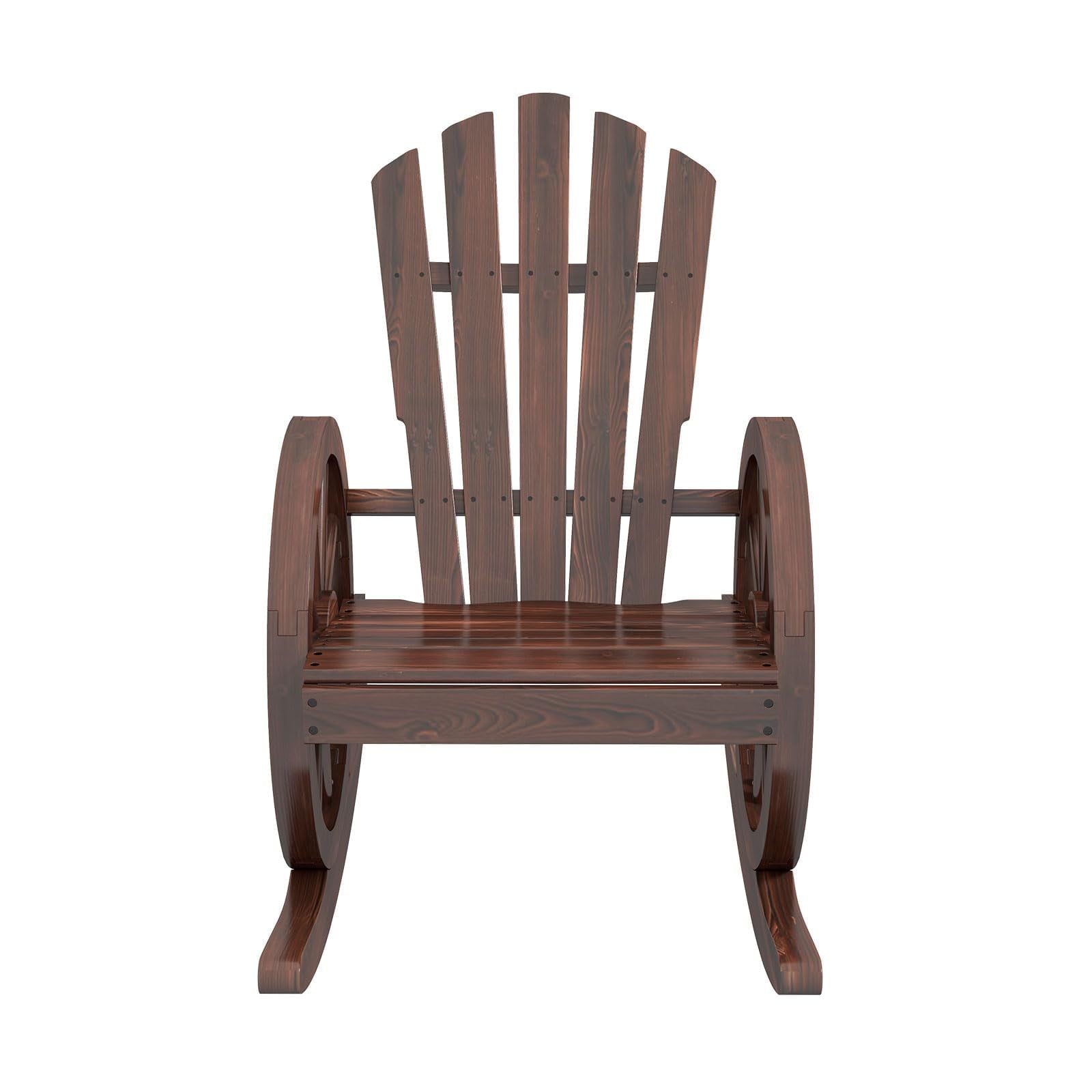 Kinsuite Wooden Rocking Chair - Patio Chairs with Slatted Back Wagon ...