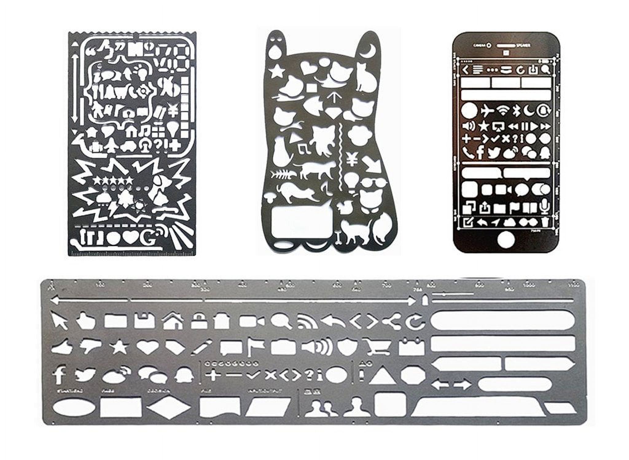 Kinteshun Metal Ruler Bookmark Journal Stencil Drawing Graphics ...