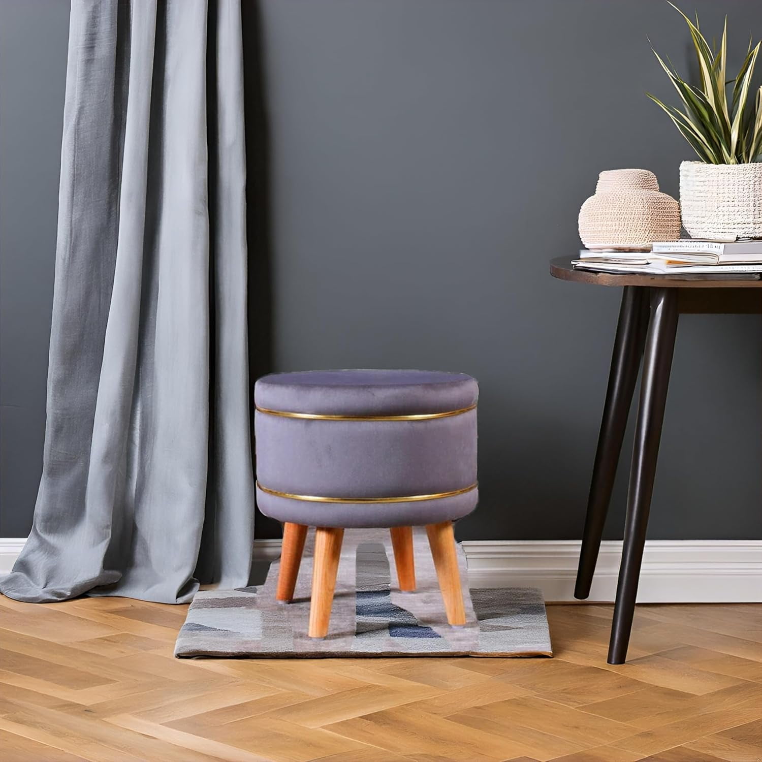 Kinthan Home Pouffes Sitting Stool for Living Room Mudda Puffy Wooden ...