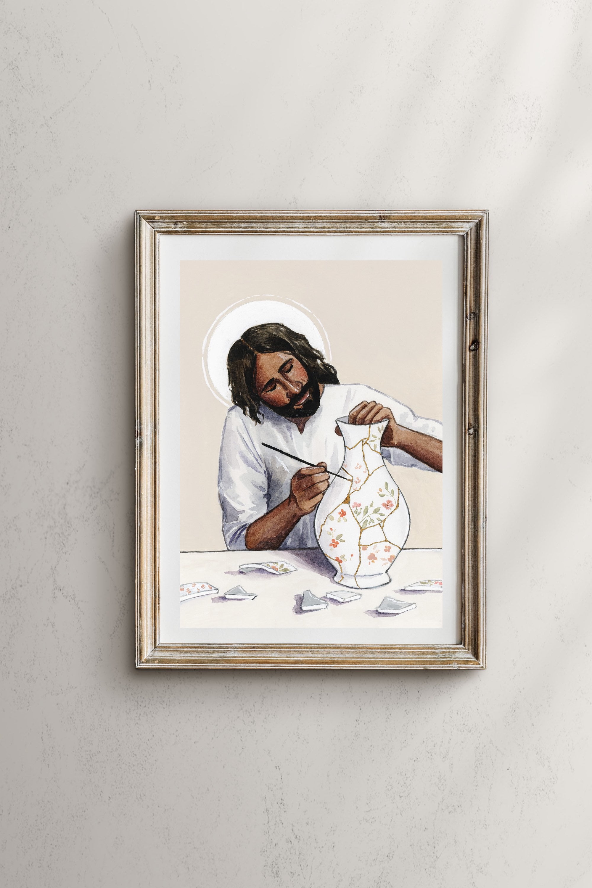 Kintsugi Christ Art Print: 'He Heals What Is Broken' Warm Present ...