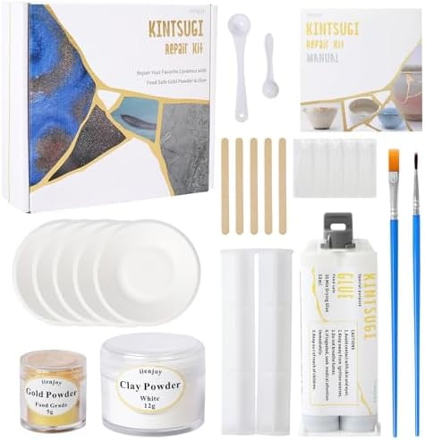 Kintsugi Repair Kit, Food Safe Glue & Edible Gold Mica Powder for Ceramics and Porcelain Repair ...
