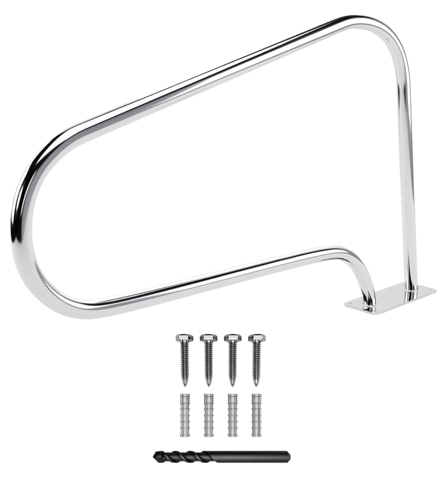 KioJJp Swimming Pool Hand Rail with Easy Mount Base Plate, Rust and ...