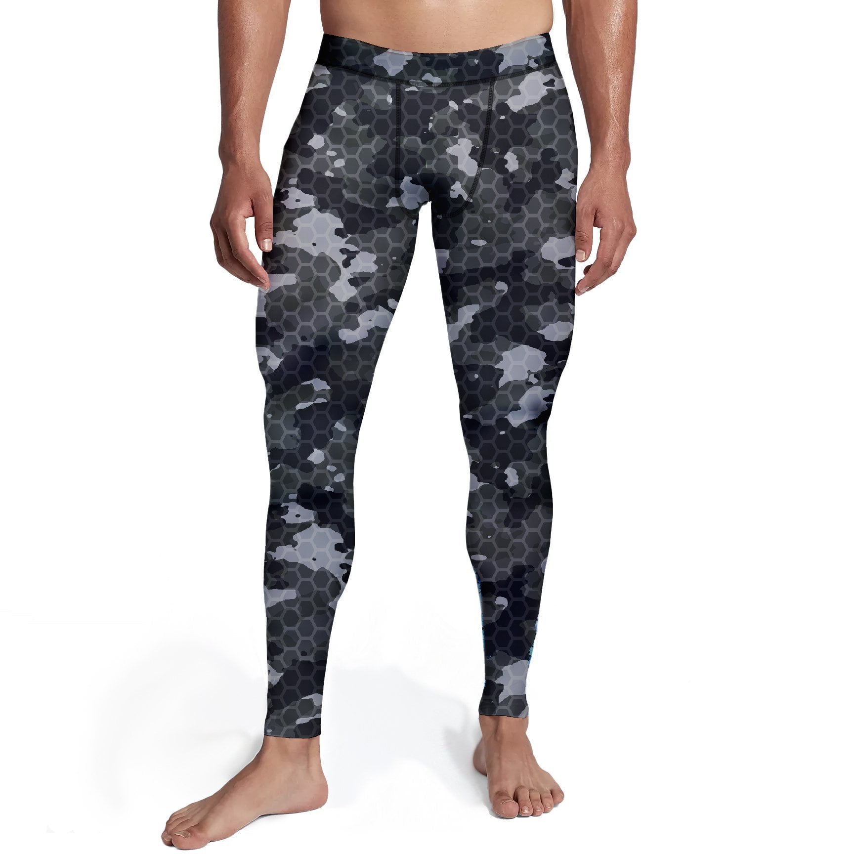 Kioki Men's Warrior Black Hex Camo Compress Pants - Walmart.com
