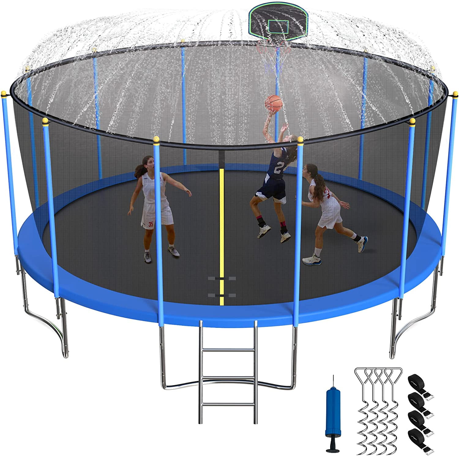 Kipat 1500 LBS 16 FT Trampoline for Adults 7-10 Kids No-Gap Design ...