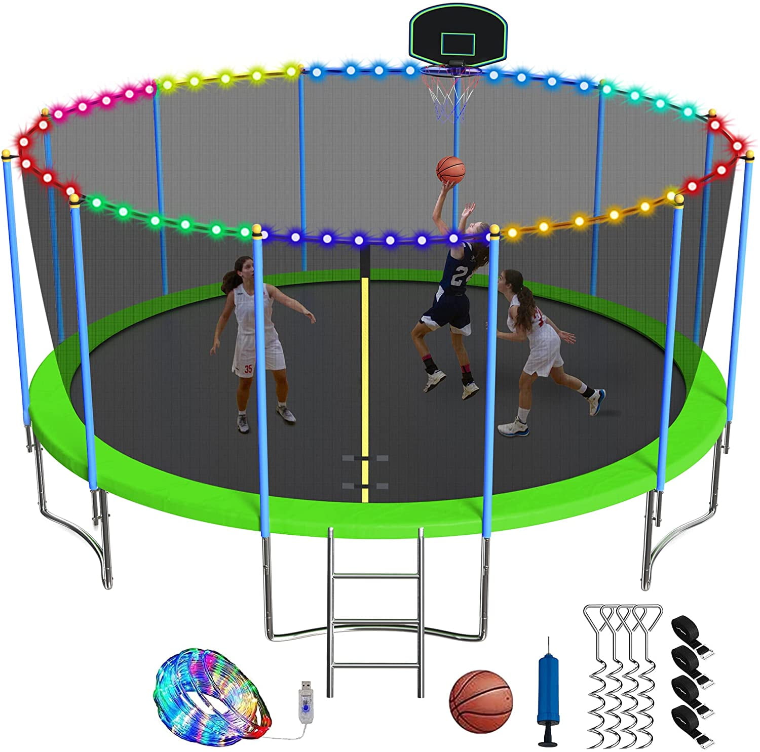 Kipat 1500 LBS 16 FT Trampoline for Adults 7-10 Kids No-Gap Design ...