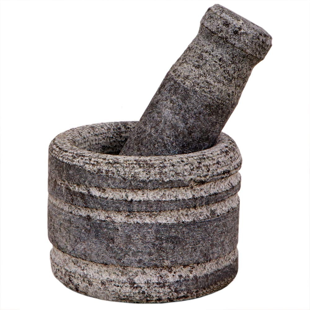Kipiq Stone Mortar and Pestle Set for Spices Okhli Masher Khalbatta ...