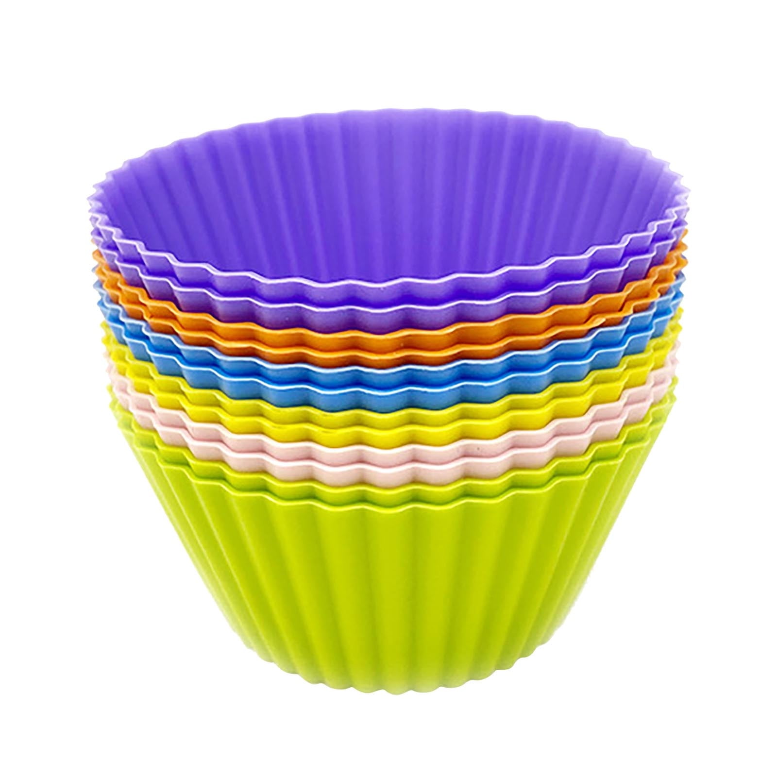 Kiplyki 12pc Silicone Muffin Cupcake Mold Baking Tool Reusable Round ...