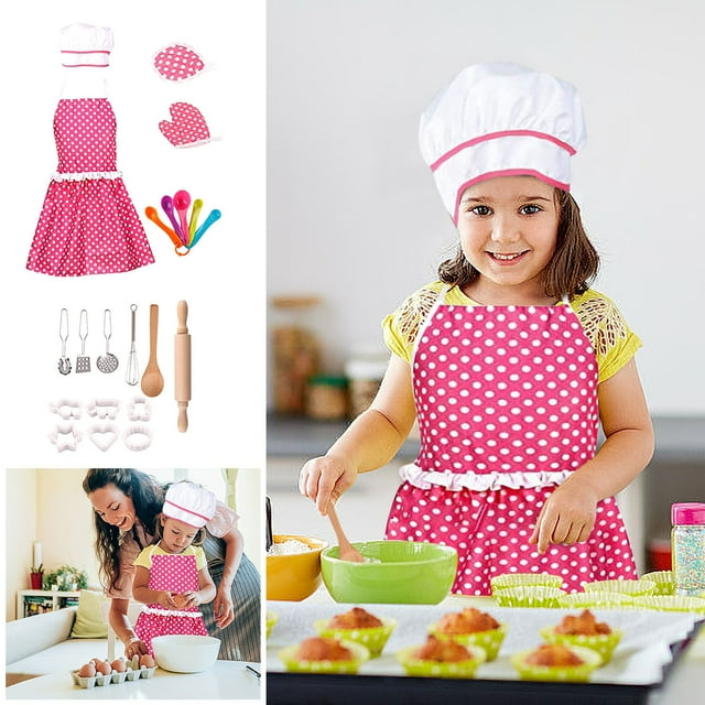 Kiplyki 18PC Kids Cooking and Baking Chef Set for Little Girls,Complete ...
