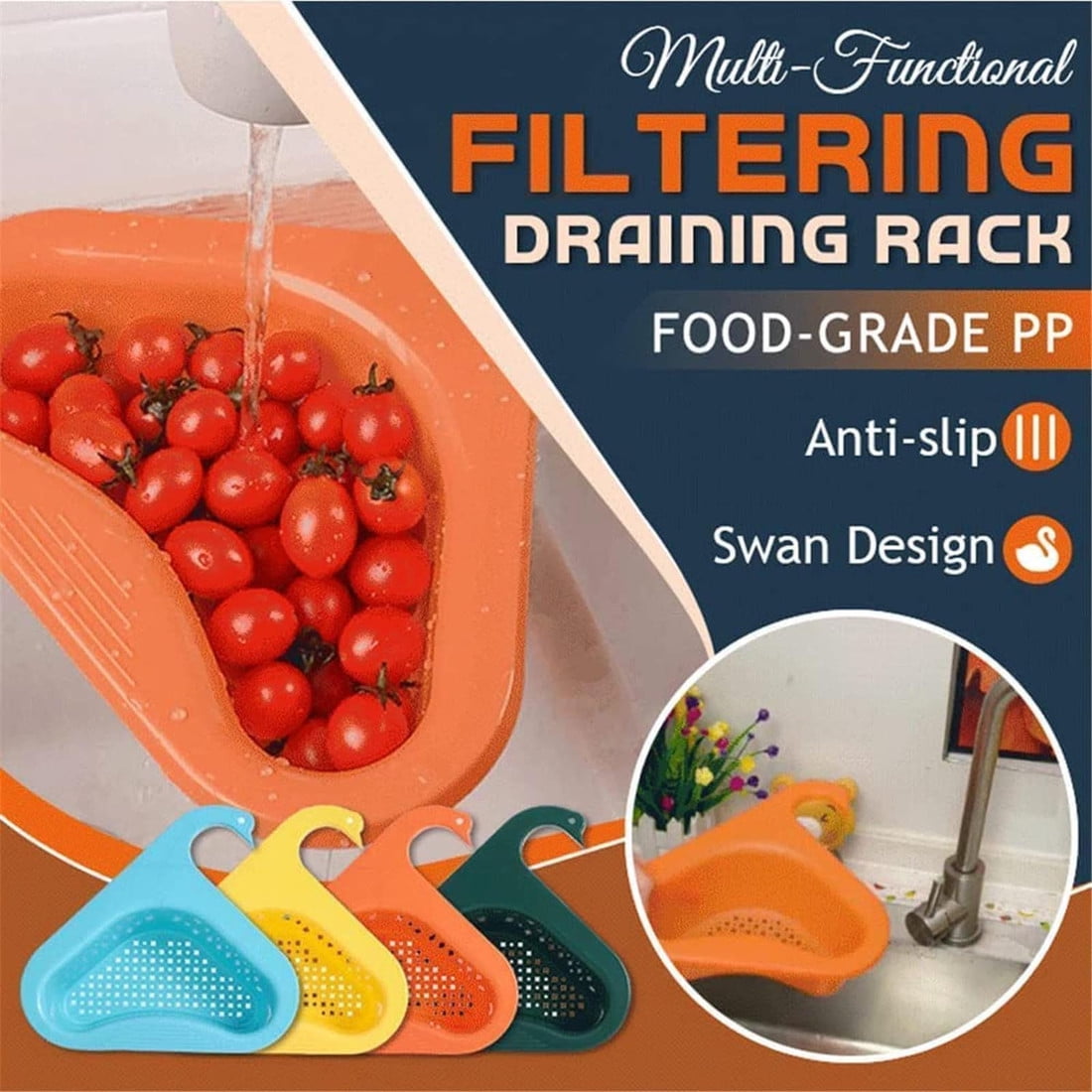 Kiplyki 2 PC Swan Drain Basket, Multifunctional Triangle Sink Drain ...