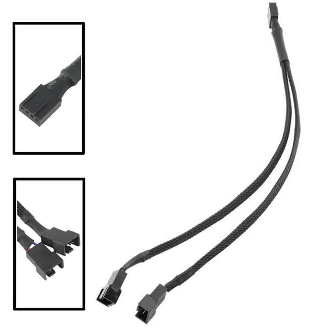 Kiplyki 4-Pin Fan 4P Cable One Point Two Fan Y Splitter Black Sleeved ...