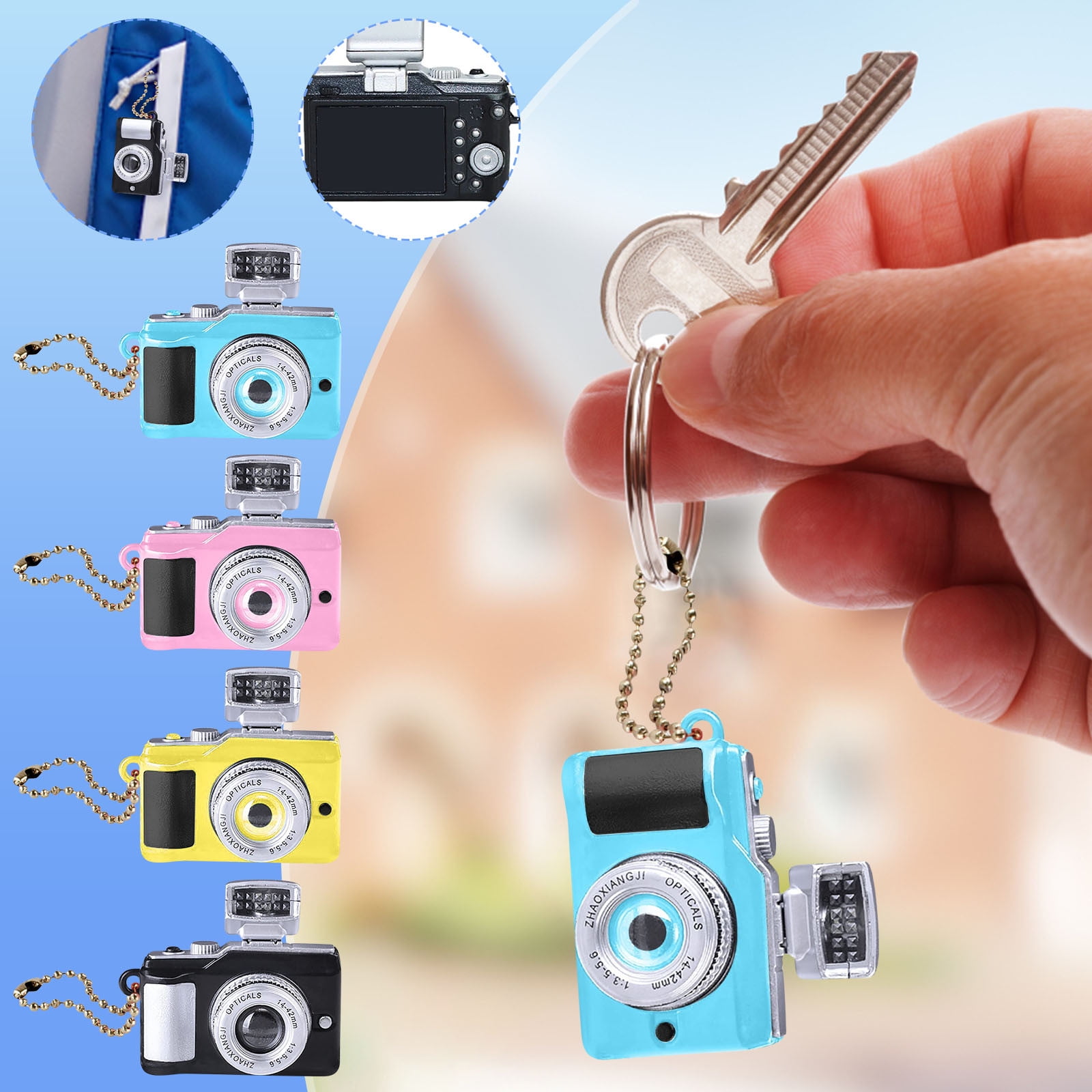 Kiplyki 4PC Mini Camera With LED Light Ka-Ca Shutter Sound Keychain ...