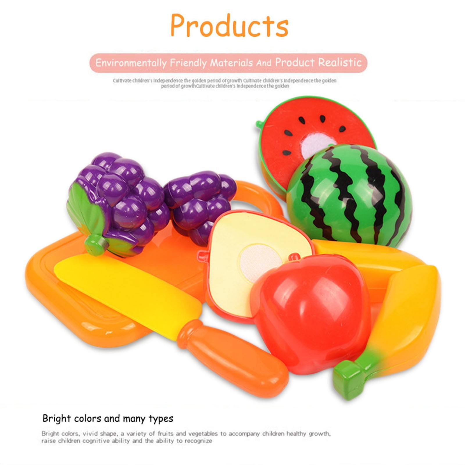 Kiplyki 6 Pack Play Kitchen Plastic Cutting Food for Kids Pretend Play ...