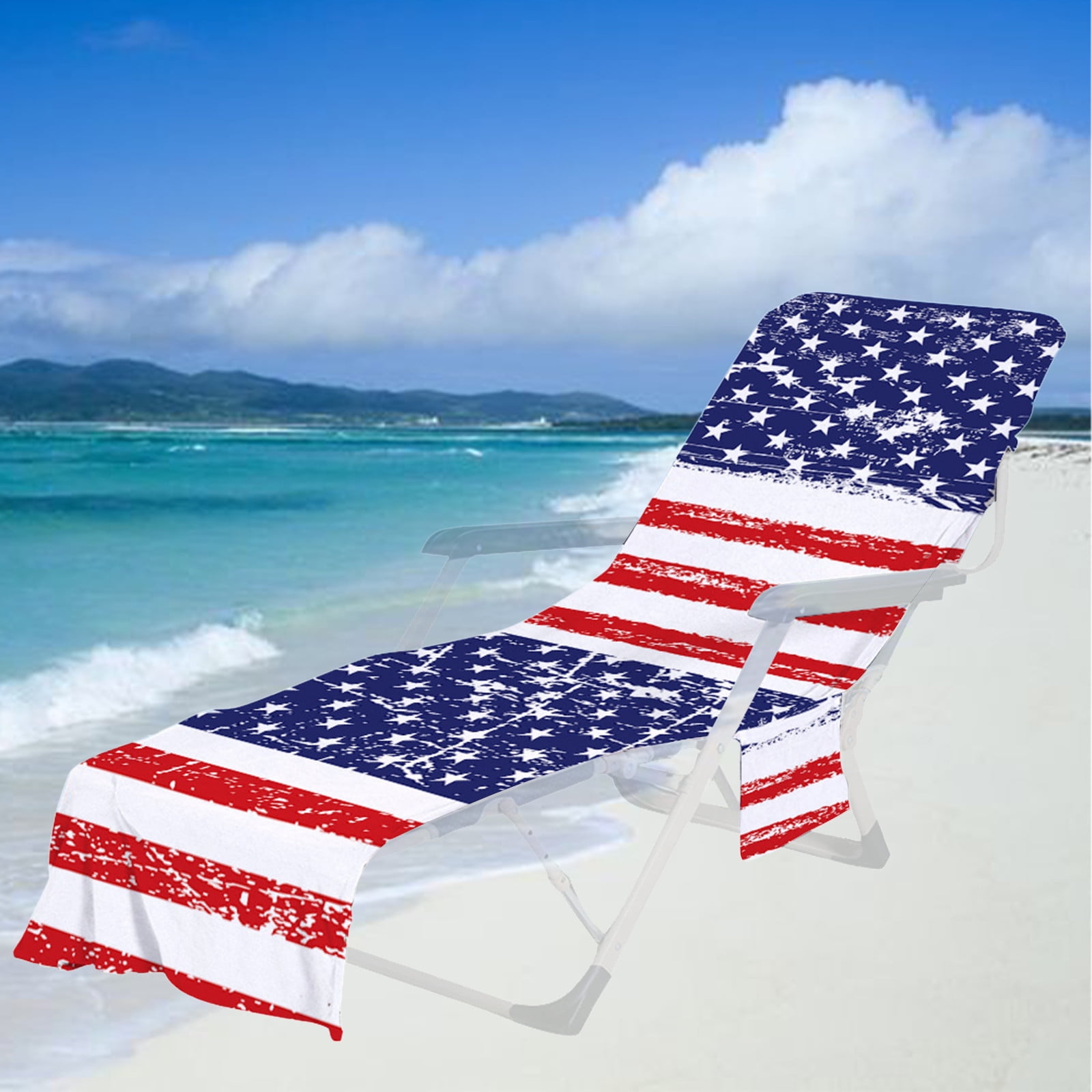 Kiplyki Beach Chair Cover With Side Pockets,Microfiber Chaise Lounge ...