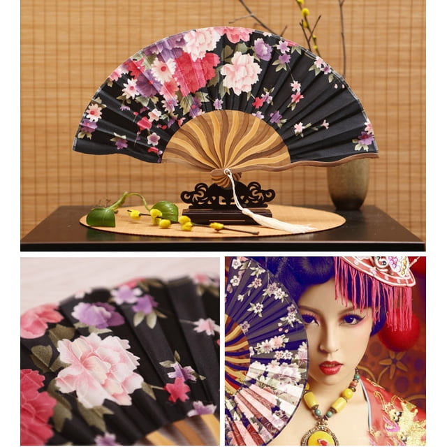 Kiplyki Chinese Style Hand Held Fan Bamboo Paper Folding Fan Party ...