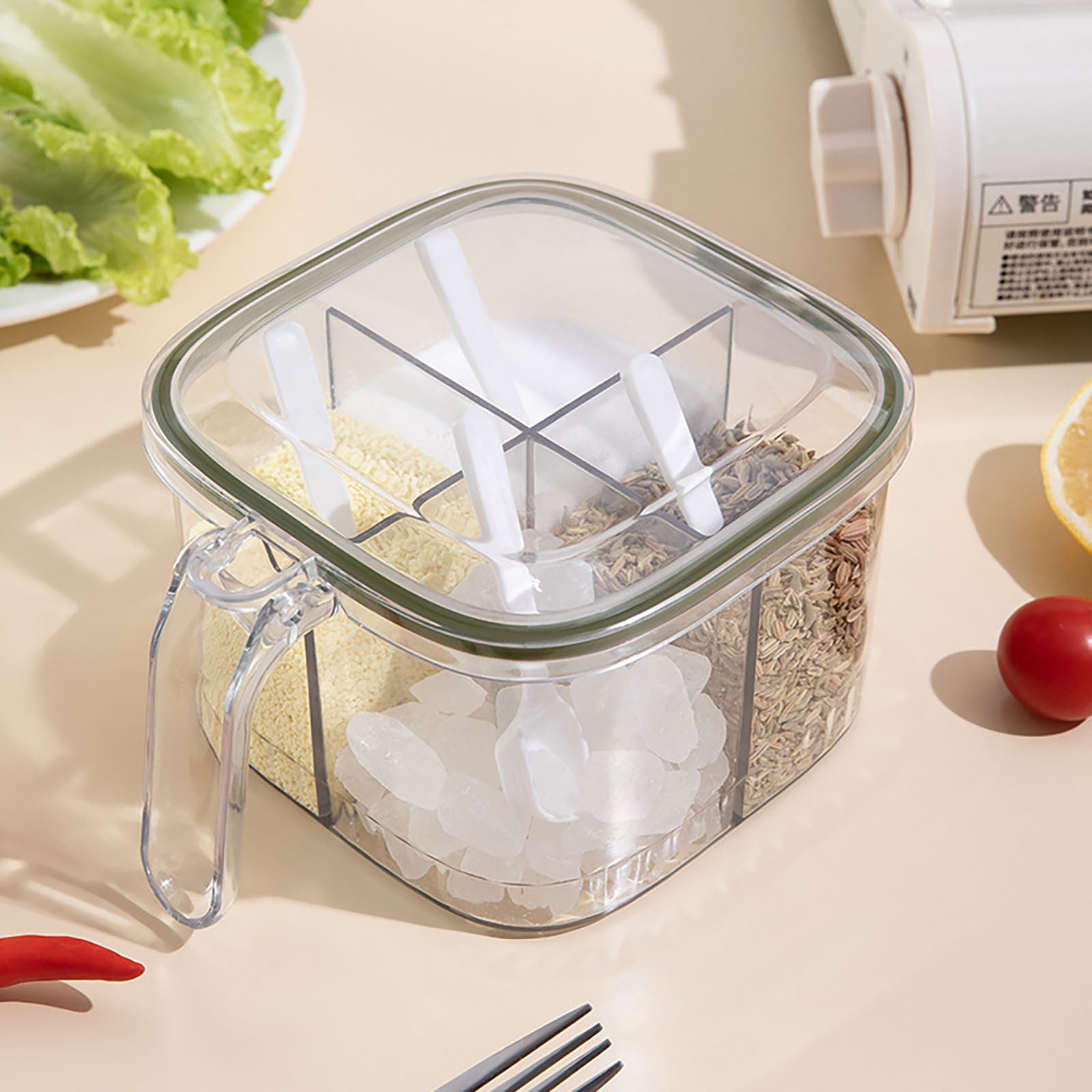 Kiplyki Clear Glass SpiceJar Salt Shaker Seasoning Box with Handle ...