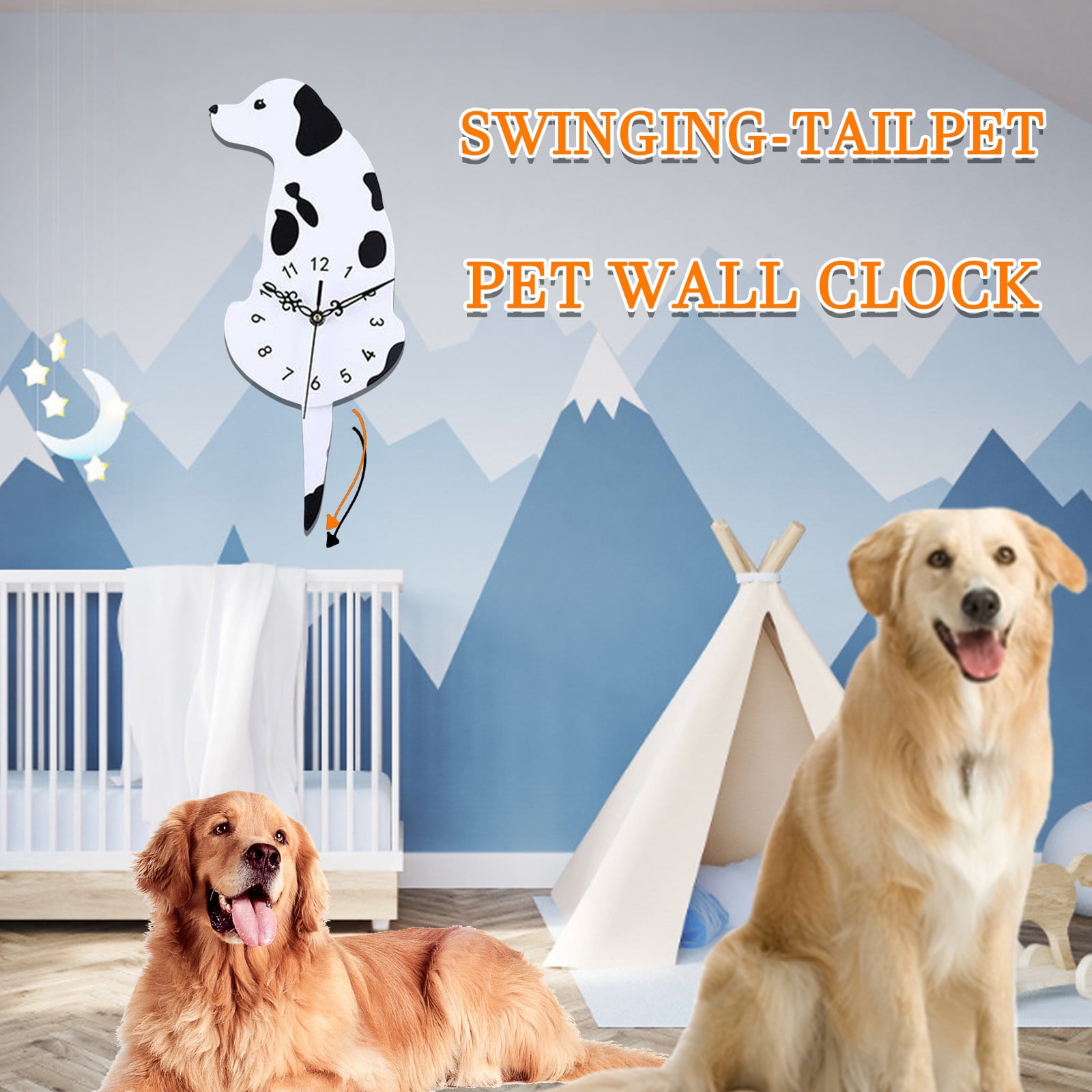 Kiplyki Creative Acrylic Children DIY Clock Wagging Tail Puppy Wall ...