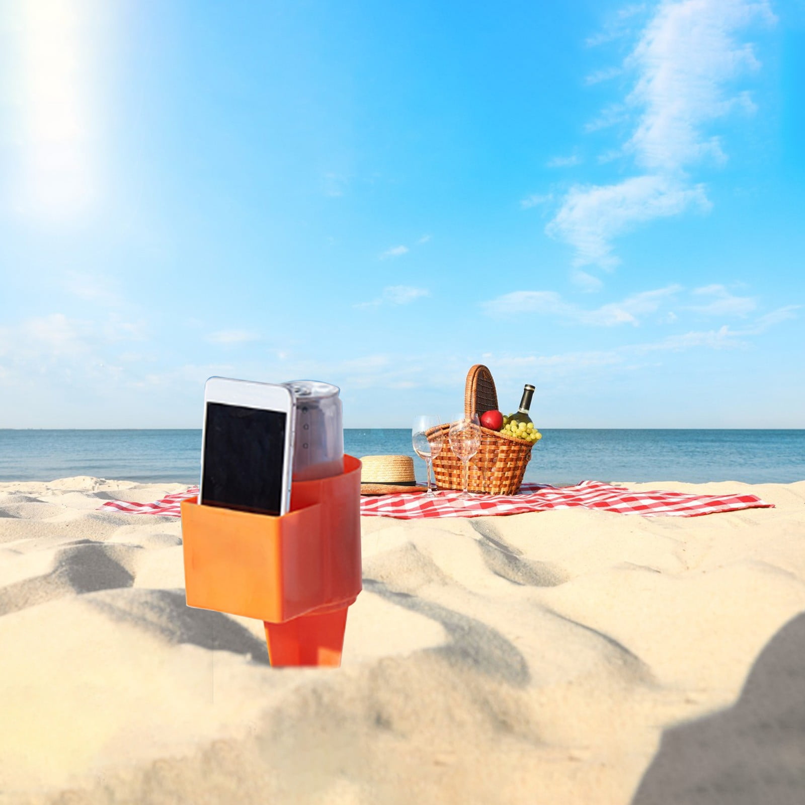 Kiplyki Portable Plastic Beach Cup Holder Beach Storage Tool Camping ...