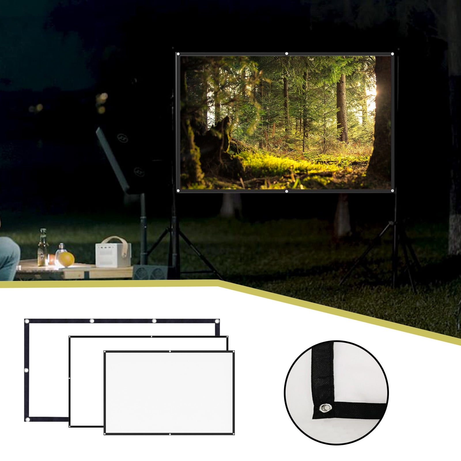 Kiplyki Deals Projector Screen Movie Projector Screen 16:9 Foldable and ...