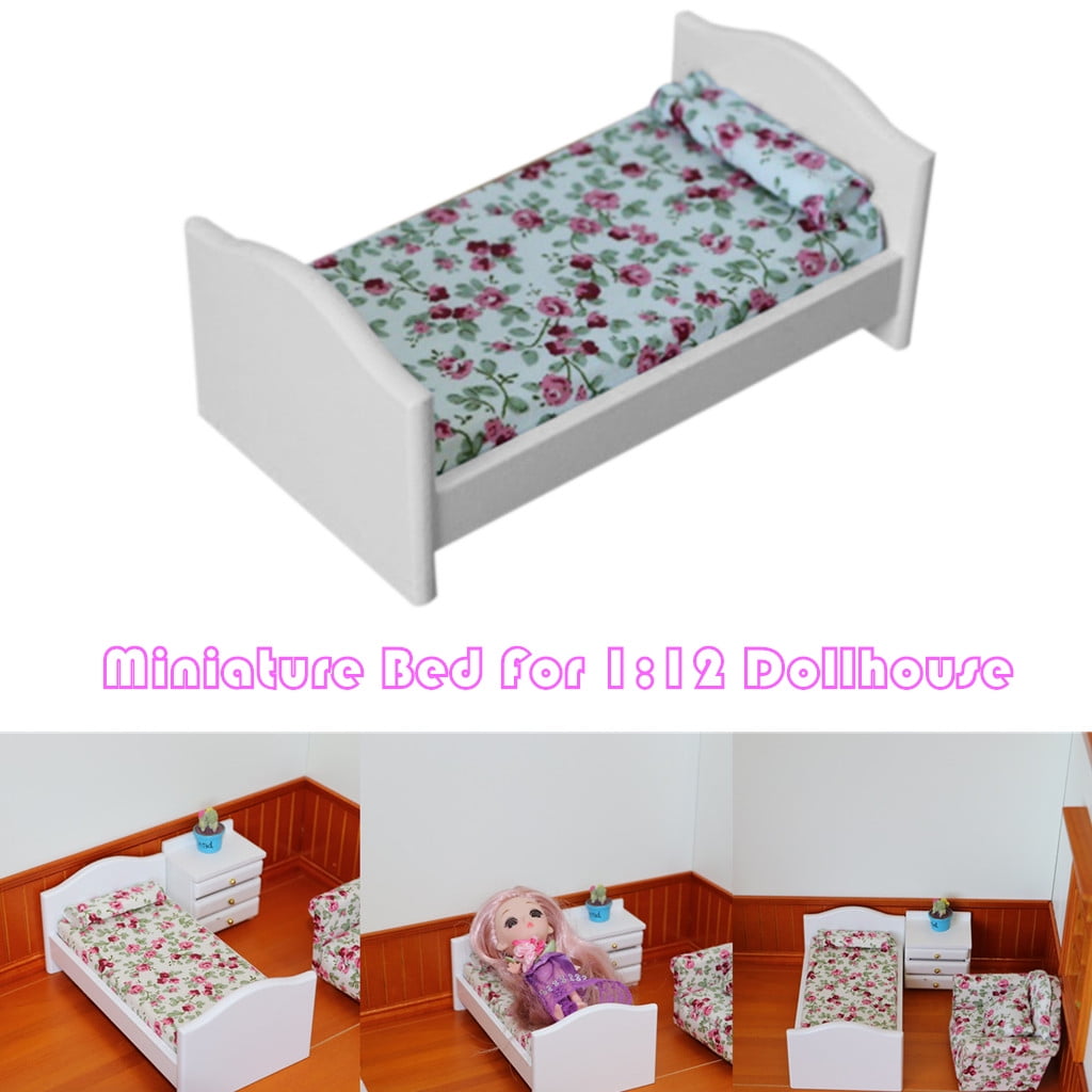 Kiplyki Dollhouse Furniture Mini Baby Bed Set Miniature Living Room Kid ...