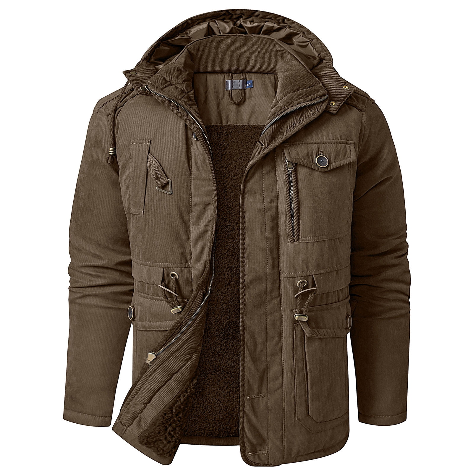 Kiplyki Fall Jackets for Men Lamb Velvet Hooded Jacket Thickened Multi ...