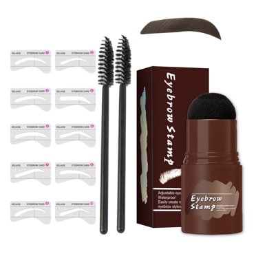 Aliver Eyebrow Stamp Stencil Shaping & Contour Tool Kit, Dark/Medium ...