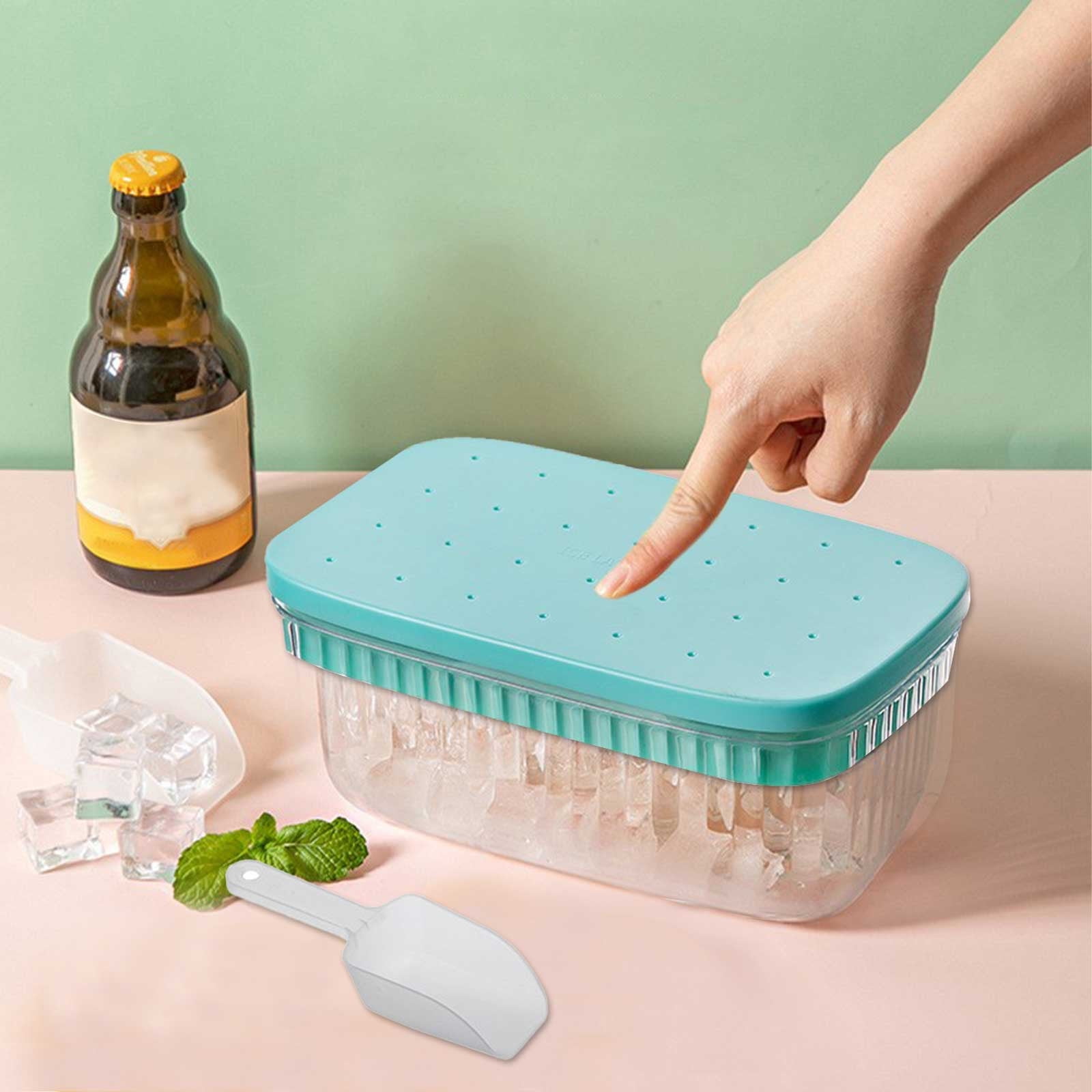 Kiplyki Flash Ice Cubes Tray With Lid and Bin Press Type Easy Release ...
