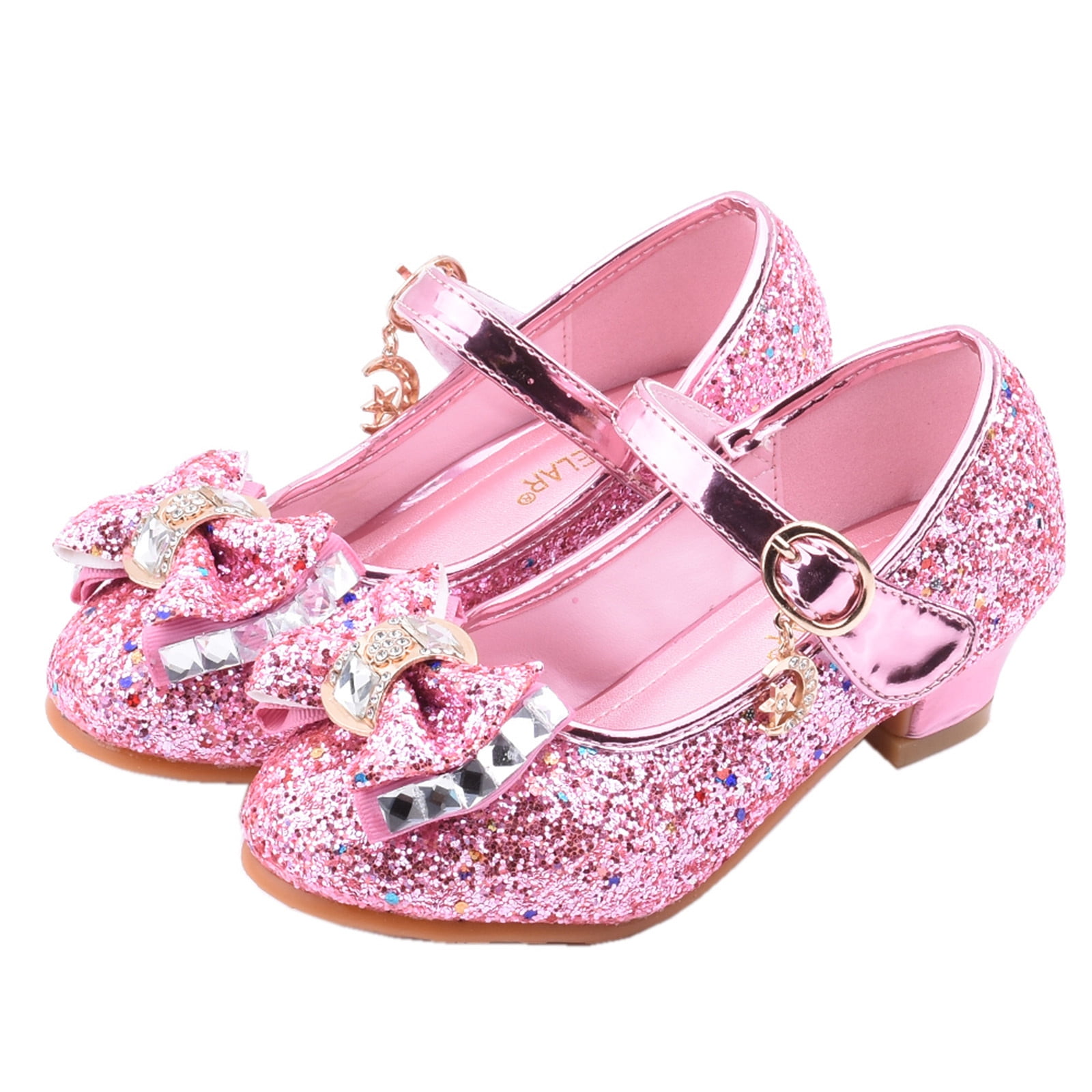 Kiplyki Flash Shoes for Kids Infant Kids Girls Pearl Crystal Bling Bowknot Single Princess ...