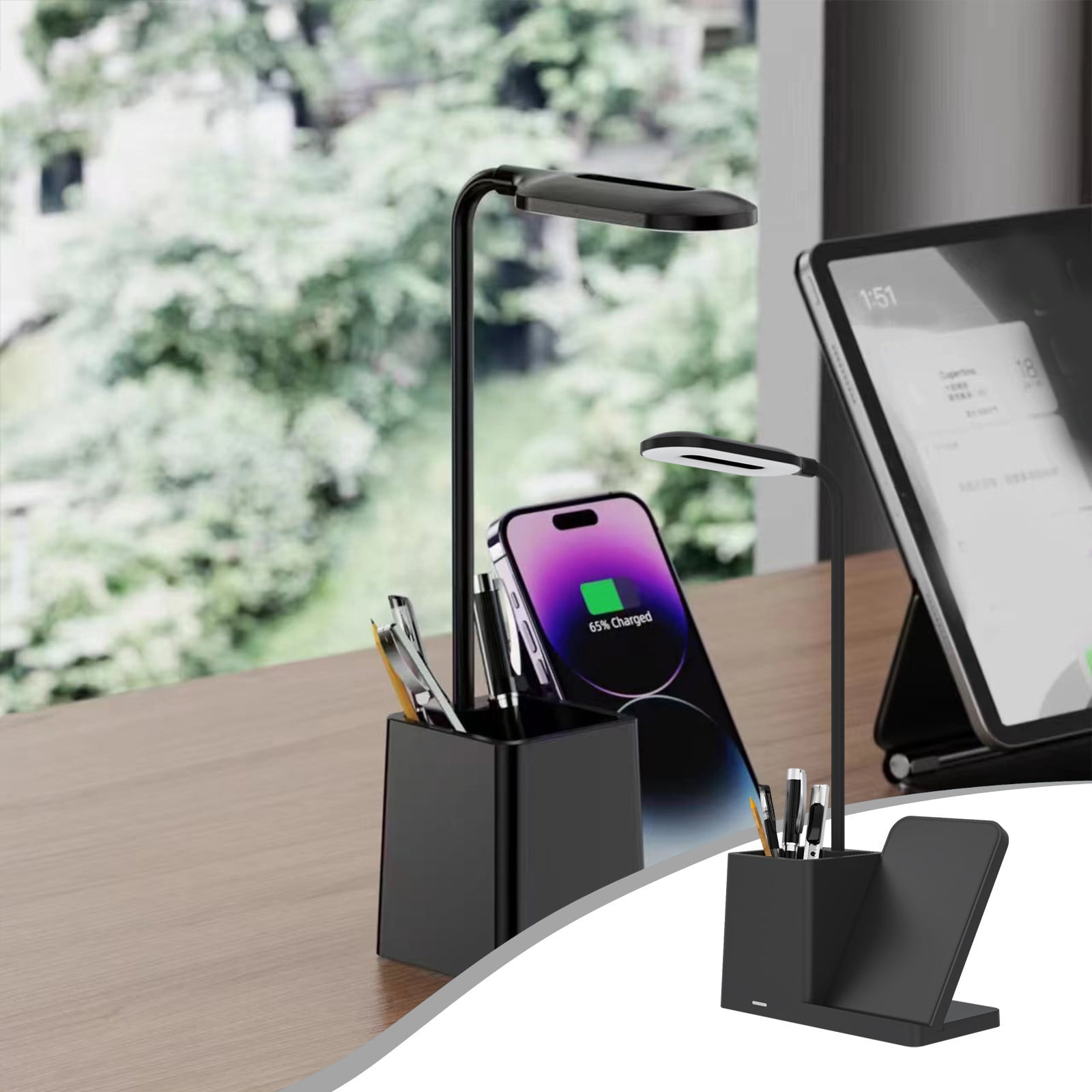 Kiplyki Flash LED Smart Desk Lamp 15W Wireless Charging With Pen Holder ...