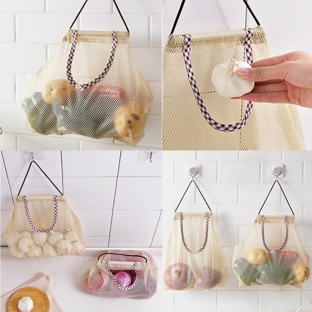Kiplyki Fruit and Vegetable Mesh Bags Reusable Grocery Bags Hanging ...