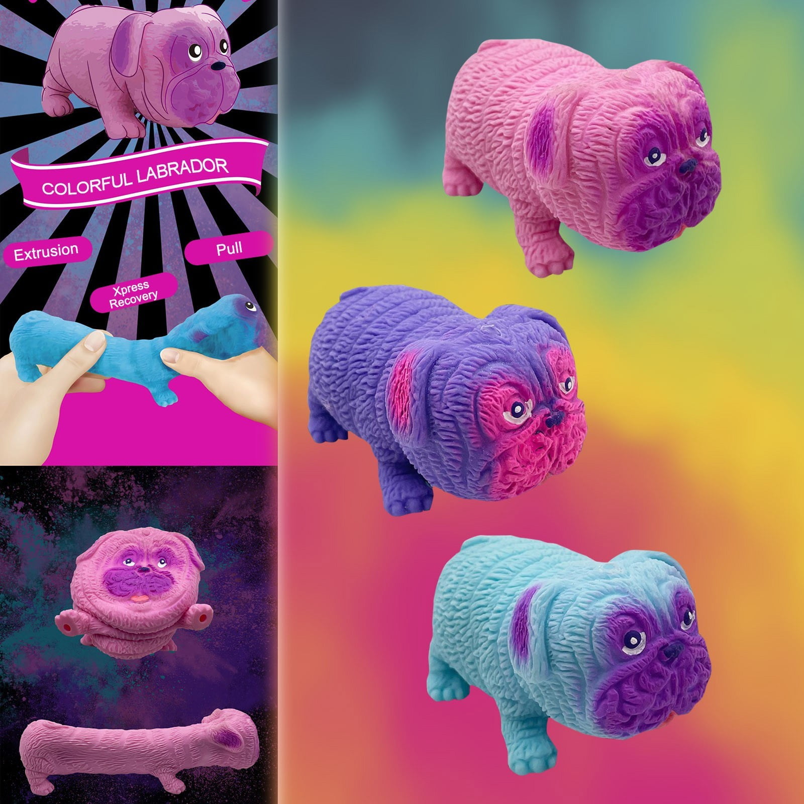 Kiplyki Funny Squishy Dog Stress Toy Gifts,Squeeze Pug Dog Toy for ...