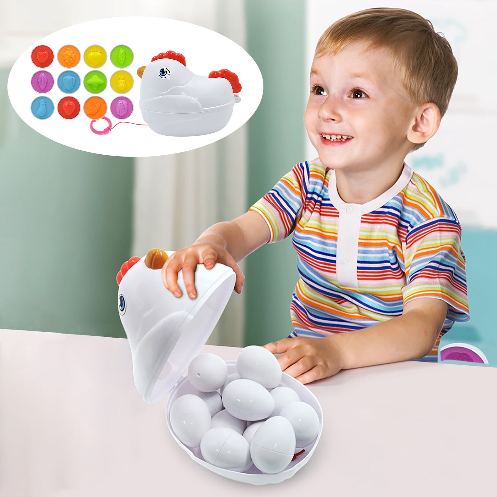 Kiplyki New Arrivals Matching Eggs Toddler Toy With Push & Pull Chook ...
