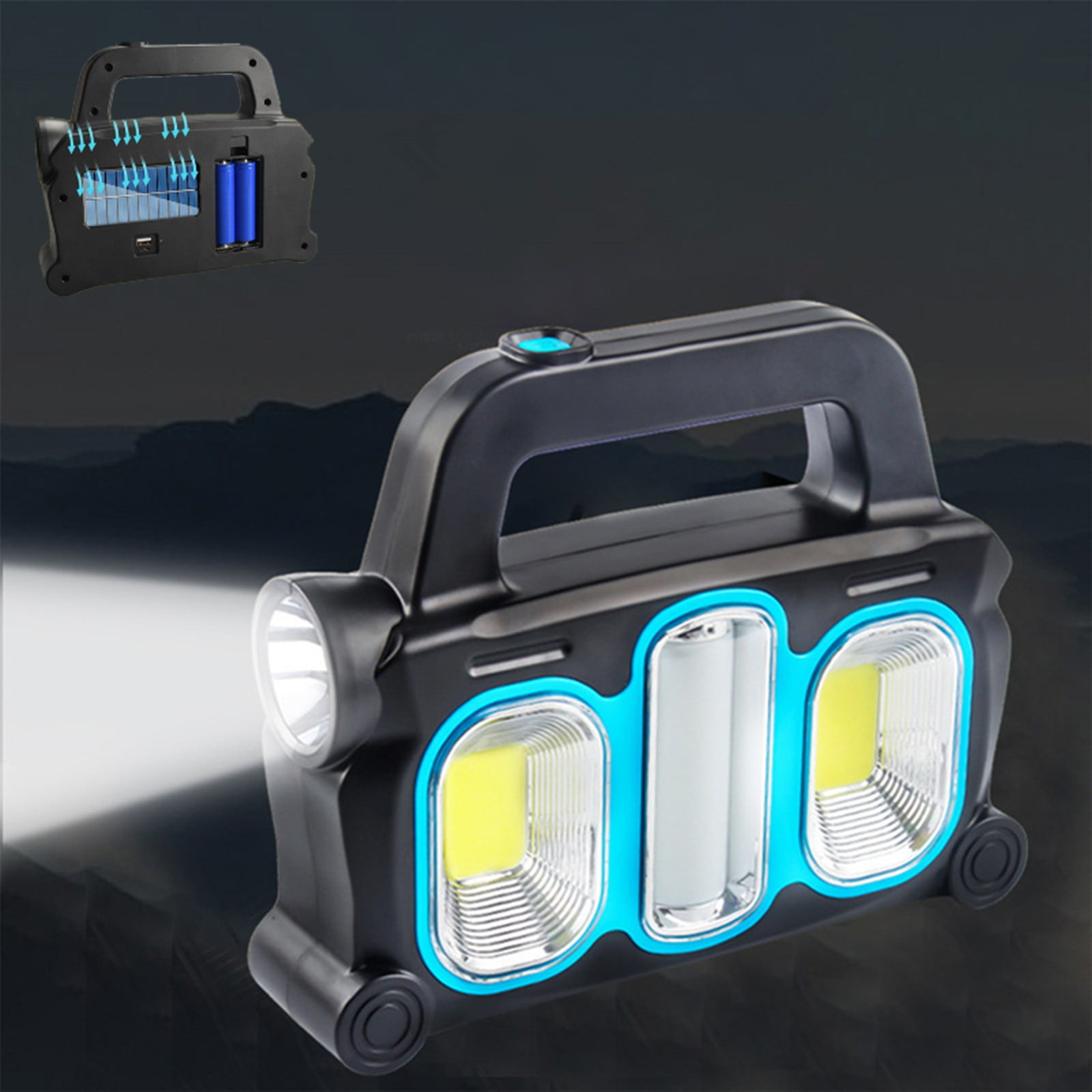 Kiplyki Solar Handheld Flashlight With USB Cable Rechargeable ...