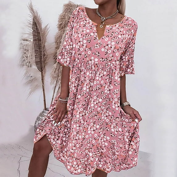 Kiplyki Summer Dress for Women 2024 ShortSleeve Sling Relaxed Short ...