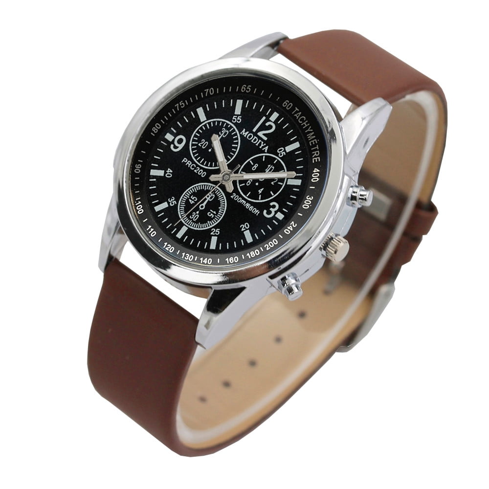 Kiplyki Three Eye Watches Quartz Men's Watch Blue Glass Belt Watch Men ...