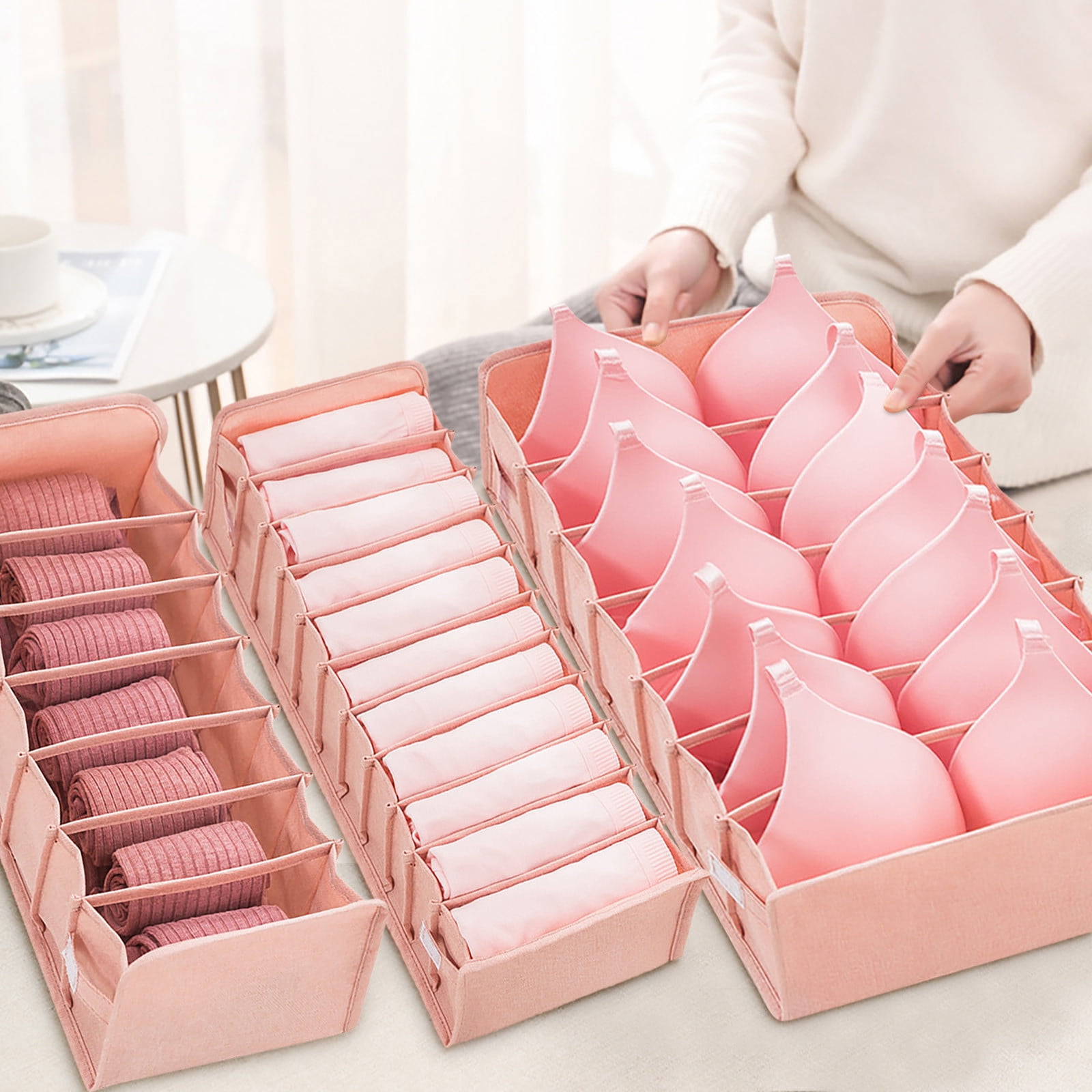 Kiplyki Underwear Storage Box With Compartments Socks Bra Underpants ...