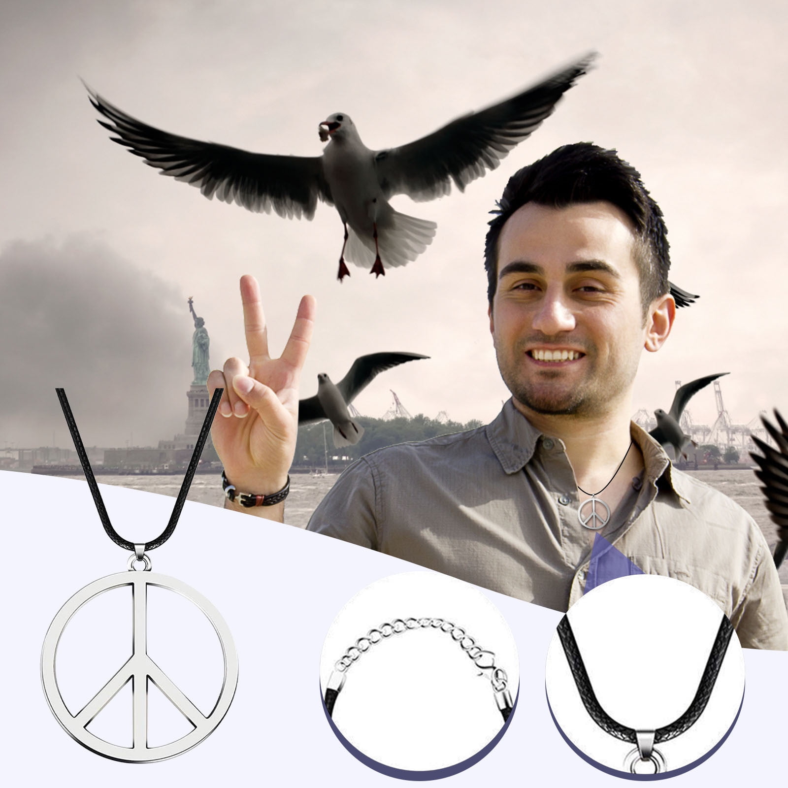 Kiplyki Unisex Fashion Personality Alloy Pendant Leather Rope Necklace ...