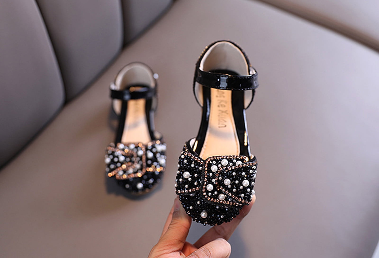 Kiplyki Wellness Baby Shoes Girl Kids Pearl Rhinestones Soft Anti-Slip Sole Dance performance ...