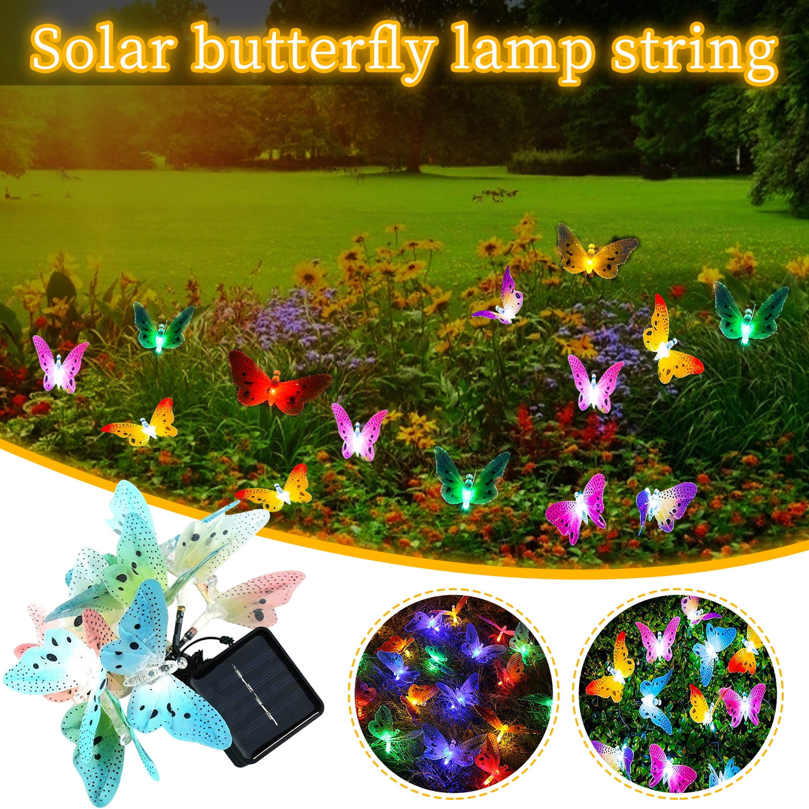 Kiplyki Wholesale 12LED Colorful Lights Garden Solar Butterfly String ...