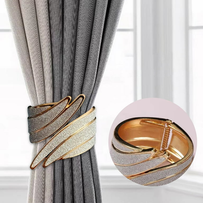 Kiplyki Wholesale Feather Curtain Tiebacks Metal Set With Diamond Curtain Tiebacks For Home Office Drapery Decorative Window Tie Backs Sheer Curtains