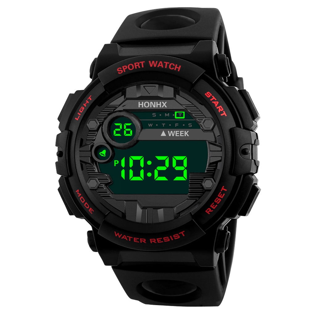 Honhx Luxury Mens Digital LED Watch, Waterproof, 12/24 Hour Display ...