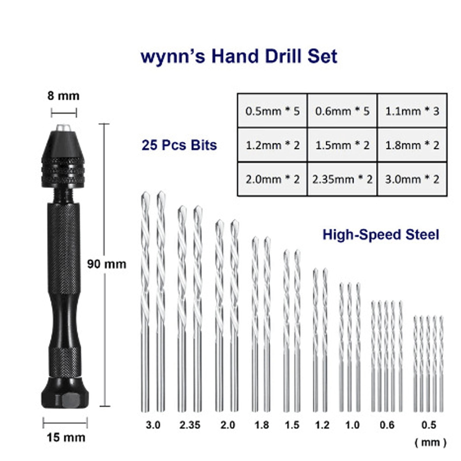 Kiplyki Mini Aluminum Hand Drill Alloy Steel Drill Rotary Tool Wooden ...